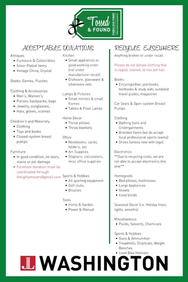 DONATION AND DROP-OFF INFORMATION - Junior League of Washington, DC